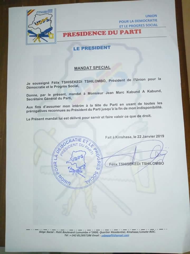 UDPS: Jean-Marc Kabund nommé Président ai - Kivu-Avenir UDPS: Jean-Marc Kabund nommé Président ai - Kivu-Avenir